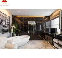 China Hotel Table Modern Big Slab Black and Gold Vein Marble Flooring with Exotic Lauren 18mm for sale