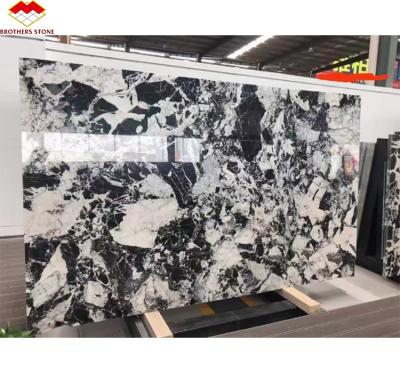 China Polished Napoleno Black Marble Glossy Stone for Hotel Villa Long Wall Panel Floor Tile for sale