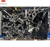 China Polished Napoleno Black Marble Glossy Stone for Hotel Villa Long Wall Panel Floor Tile for sale