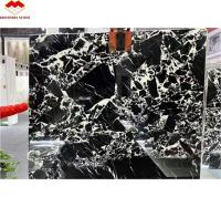 China Polished Napoleno Black Marble Glossy Stone for Hotel Villa Long Wall Panel Floor Tile for sale