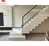 China Modern Design Style Straight Stair Customized Luxury Artificial Marble Staircase for sale