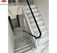 China Modern Design Style Straight Stair Customized Luxury Artificial Marble Staircase for sale