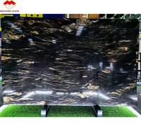 China Modern Natural Phoenix Feather Black Gold Marble Stone Stair Steps Tile Big Slab for sale