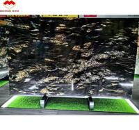China Modern Natural Phoenix Feather Black Gold Marble Stone Stair Steps Tile Big Slab for sale