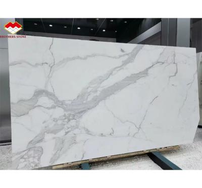 China Modern Design Italy White Calacatta Marble Slab for Kitchen Countertop and Wall Panel for sale
