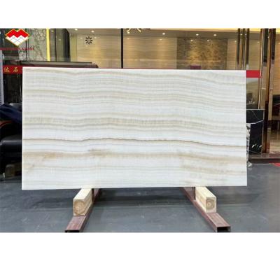 China Modern Design Hotel Bathroom Wall Panel with Backlit Natural Stone White Onyx Marble for sale