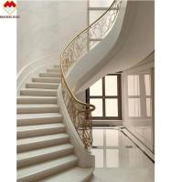 China Indoor Cream Beige Marble Anti-Slip Curved Stairs Skirting Tiles for Modern Design for sale