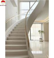 China Indoor Cream Beige Marble Anti-Slip Curved Stairs Skirting Tiles for Modern Design for sale