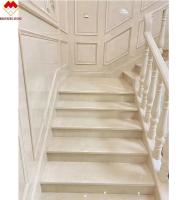 China Indoor Cream Beige Marble Anti-Slip Curved Stairs Skirting Tiles for Modern Design for sale