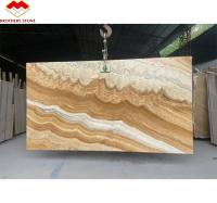 China Hot Polished Onyx Big Slab Sheet Book Match for Translucent Stone Veneer Backlit Wall for sale