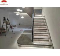 China Natural Stone Straight Stair Modern Indoor Grey Marble Anti Slip Staircase Tiles for sale
