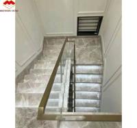 China Natural Stone Straight Stair Modern Indoor Grey Marble Anti Slip Staircase Tiles for sale