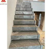 China Natural Stone Straight Stair Modern Indoor Grey Marble Anti Slip Staircase Tiles for sale