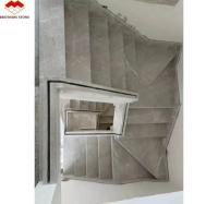 China Natural Stone Straight Stair Modern Indoor Grey Marble Anti Slip Staircase Tiles for sale