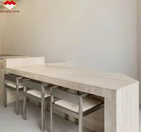 China Polished Beige Round Travertine Dining Table Modern Stone Furniture for Living Room for sale