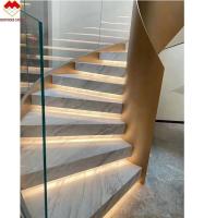 China Modern LED Light Following Anti-Slip Indoor Staircase Crystal White Marble Design FOB for sale