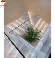 China Modern LED Light Following Anti-Slip Indoor Staircase Crystal White Marble Design FOB for sale