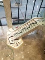 China 9/12/15mm Thickness LED Light Follows Panda White Marble Stair with Natural Stone for sale