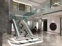 China 9/12/15mm Thickness LED Light Follows Panda White Marble Stair with Natural Stone for sale