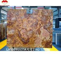 China Polished Translucent Natural Tiger Red Onyx Marble for Modern Backlit Jade Hotel Design for sale