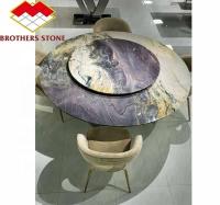 China Polished Purple Marble Stone Big Slab Dining Table Top for Modern Bedroom Hall Design for sale