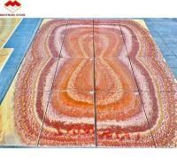 China Backlit Red Onyx Marble Stone Book Matched Slab for Transparent Marble Table Pattern for sale