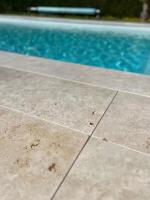 China Modern Design Style Natural Silver Travertine Stone Ivory Deck Tile for Pool Flooring for sale