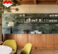 China Modern Hotel Dining Table with Polished Green Marble Surface and Custom Graphic Design for sale