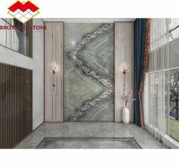 China Modern Hotel Dining Table with Polished Green Marble Surface and Custom Graphic Design for sale