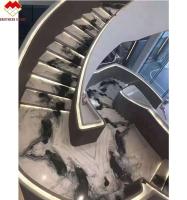 China Indoor Honed Finish Natural Stone Spiral Staircase with LED Light and Anti-Slip Design for sale