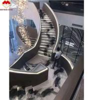 China Indoor Honed Finish Natural Stone Spiral Staircase with LED Light and Anti-Slip Design for sale