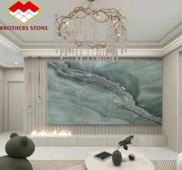 China Modern Hotel Dining Table with Polished Green Marble Surface and Custom Graphic Design for sale