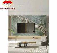 China Modern Hotel Dining Table with Polished Green Marble Surface and Custom Graphic Design for sale