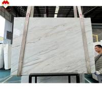 China Customized Size Venus Gold Calacatta Marble Spiral Staircase Tread Indoor Modern LED Light and Anti-Slip Design for sale
