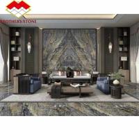 China Modern Luxury Brazil Hotel Kitchen Countertop Dark Blue Sapphire Marble Stone Big Slab for sale