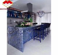 China Modern Luxury Brazil Hotel Kitchen Countertop Dark Blue Sapphire Marble Stone Big Slab for sale