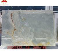 China Gold and Blue Onyx Marble Stone for Hotel Floor Luxury Natural Stone Jade Slab Design for sale