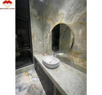 China Gold and Blue Onyx Marble Stone for Hotel Floor Luxury Natural Stone Jade Slab Design for sale