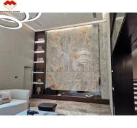China Gold and Blue Onyx Marble Stone for Hotel Floor Luxury Natural Stone Jade Slab Design for sale
