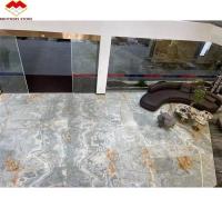 China Gold and Blue Onyx Marble Stone for Hotel Floor Luxury Natural Stone Jade Slab Design for sale