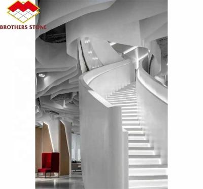 China Straight Stair Indoor White Marble Staircase Cut-to-Size Polished Natural Marble Design for sale
