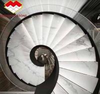 China Straight Stair Indoor White Marble Staircase Cut-to-Size Polished Natural Marble Design for sale