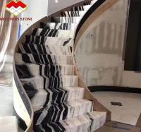 China Straight Stair Indoor White Marble Staircase Cut-to-Size Polished Natural Marble Design for sale