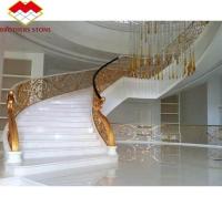 China Straight Stair Indoor White Marble Staircase Cut-to-Size Polished Natural Marble Design for sale