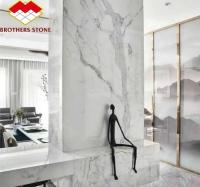 China Home Decor Modern Fish Belly White Marble Stone Slabs for Living Room and Floor Tiles for sale