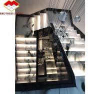 China Modern Panda White Calcite Marble Staircase Stone Decorative Marble Stairs at Hallway for sale