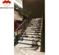 China Modern Panda White Calcite Marble Staircase Stone Decorative Marble Stairs at Hallway for sale