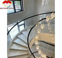 China Hotel Indoor Marble Staircase with Modern Spiral Curved Design and Cut-to-Size Option for sale