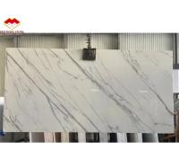 China Nano White Crystal Dining Table Top Modern Big Slab Marble Look Porcelain Tile for Steps for sale