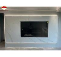 China Nano White Crystal Dining Table Top Modern Big Slab Marble Look Porcelain Tile for Steps for sale
